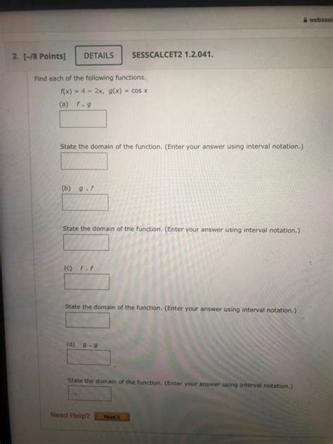 solved find each of the following functions