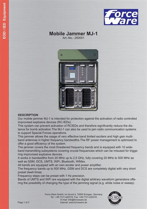 Mobile Jammer Mj 1 Force Ware