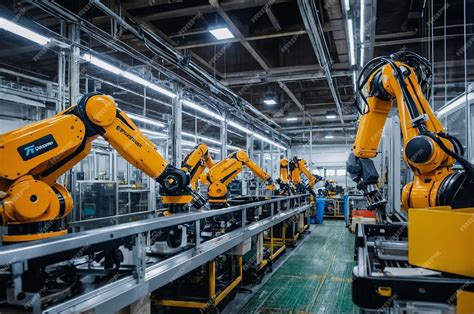 Smart Factory Robots Coordinating Realtime Manufacturing Tasks Premium Ai Generated Image