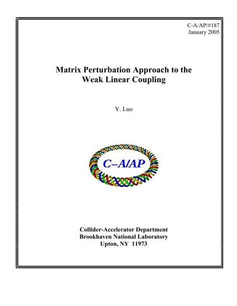 Matrix Perturbation Approach To The Weak Linear Coupling Collider