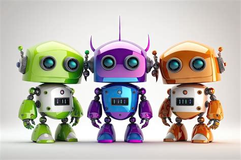 Premium Ai Image Happy Cute Robots In Different Colors