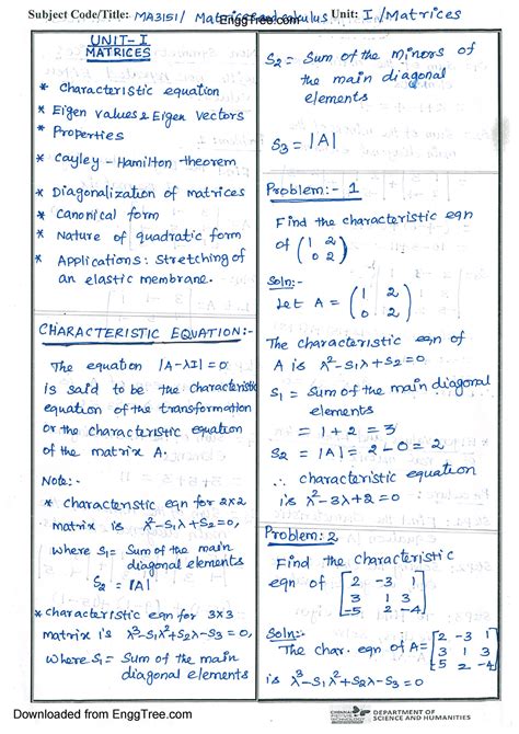 Ma3151 Matrices And Calculus Lecture Notes 1 Computer Science And