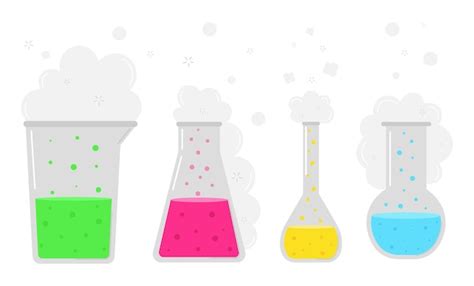 Premium Vector Various Bright Reaction Experiments Vector Illustration