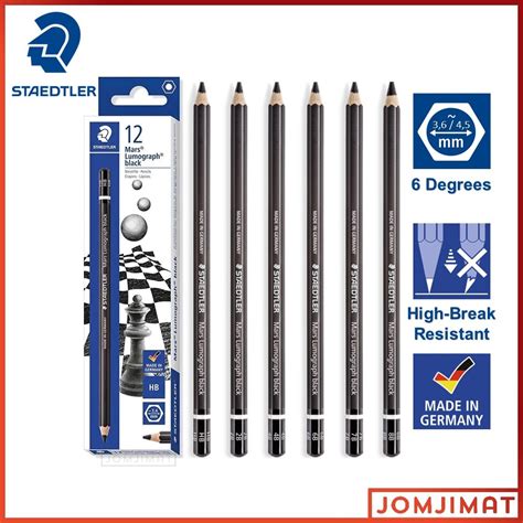 Staedtler Mars Lumograph Black Pencil Drawing Sketching 100b Hb 2b 4b 6b 7b 8b 素描笔 Shopee