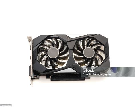 흰색 상단 보기에 격리 된 블레이드 팬 냉각 시스템이있는 그래픽 카드 비디오 카드 0명에 대한 스톡 사진 및 기타 이미지 0명 Brand Name Video Game