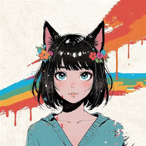 Premium Photo Cute Kawaii Anime Neko Girl Drawing Illustration