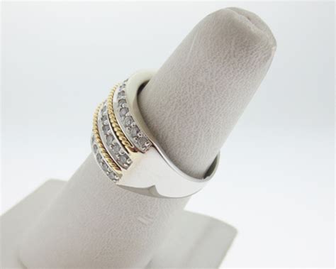 Genuine 100ct Diamonds Solid 14k Two Tone Gold Ring 125mm Band Free