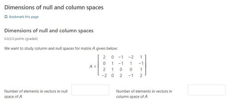 Solved Dimensions Of Null And Column Spaces Bookmark This