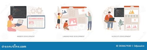 Webpage Programming Isolated Concept Vector Illustration Set Stock