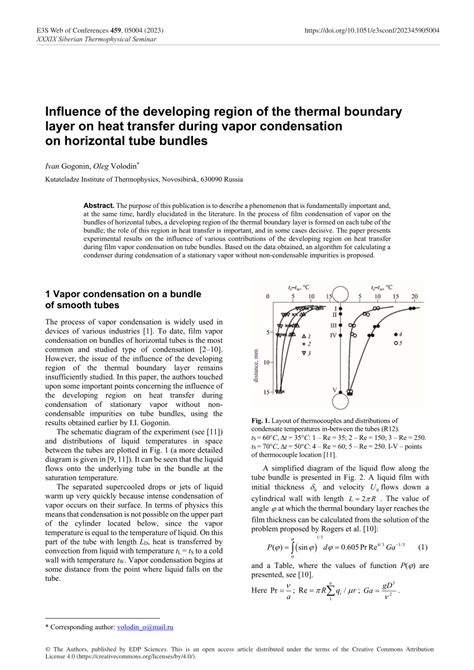 Pdf Influence Of The Developing Region Of The Thermal Boundary Layer