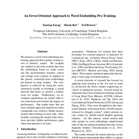 An Error Oriented Approach To Word Embedding Pre Training Acl Anthology