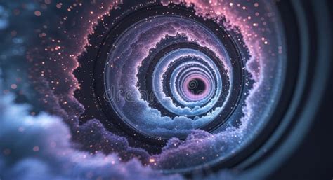 Glowing Particles Form Abstract Circular Tunnel With Depth Of Field Stock Image Image Of