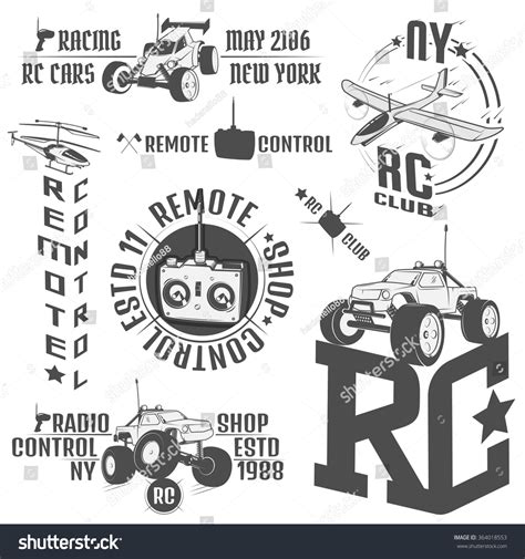 Set Radio Controlled Machine Emblemsrc Radio Stock Vector Royalty Free 364018553