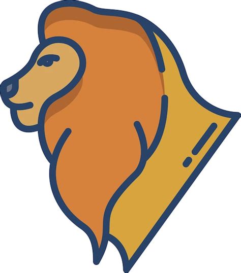 사자 선형 컬러 일러스트레이션 프리미엄 벡터