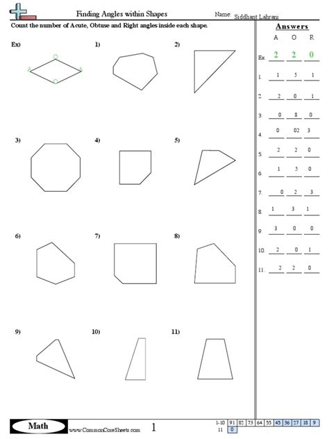 Finding Angles Within Shapes A O A O Pdf Elementary Mathematics Motion Physics