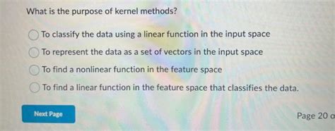 Solved What Is The Purpose Of Kernel Methods To Classify