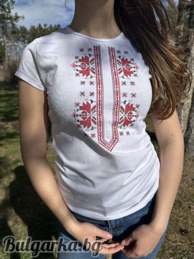 БЪЛГАРКА БГ ЕООД Дамска тениска с бродерия Богиня Размер дреха S Дамски тениски
