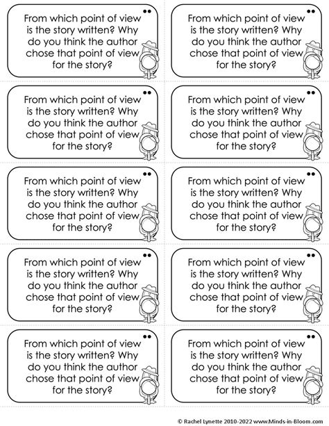 Fictional Narrative Question Card For Students From Which Point Of View Is The Story
