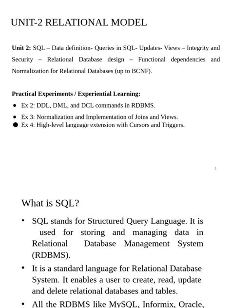 Unit 2 2 Pdf Sql Relational Database