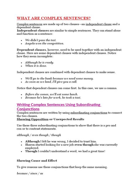 Complex Sentences Pdf Syntax Grammar