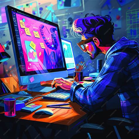 Ilustração De Estilo De Arte Digital De Designer Gráfico Imagem Gerada Com Ia