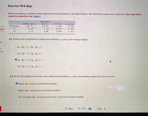 Solved Exercise Algo When Estimating A Multiple Linear Chegg