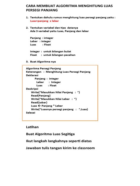 Cara Membuat Algoritma Menghitung Luas Persegi Panjang Pdf