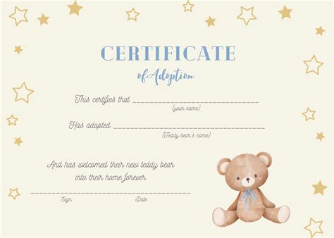 Build A Bear Birth Certificate Template Ablebionics
