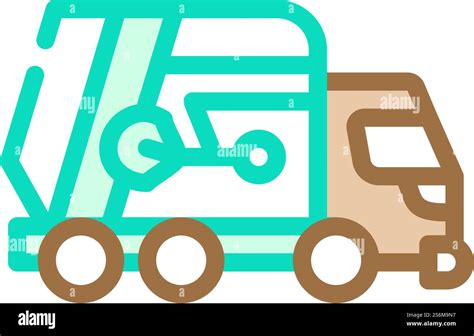 Garbage Truck Color Icon Vector Garbage Truck Sign Isolated Symbol