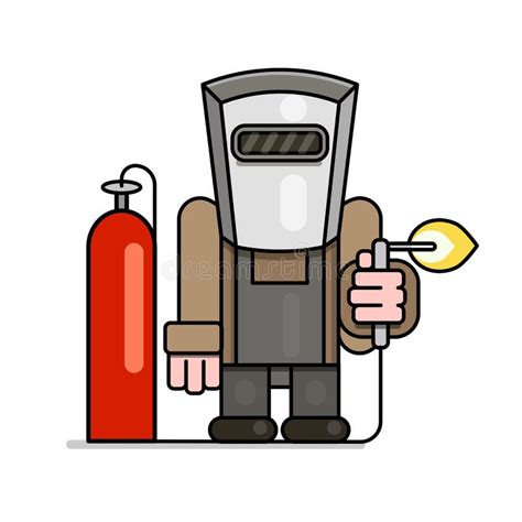 Welder With Gas Cylinder And Reducer Vector Stock Vector Illustration