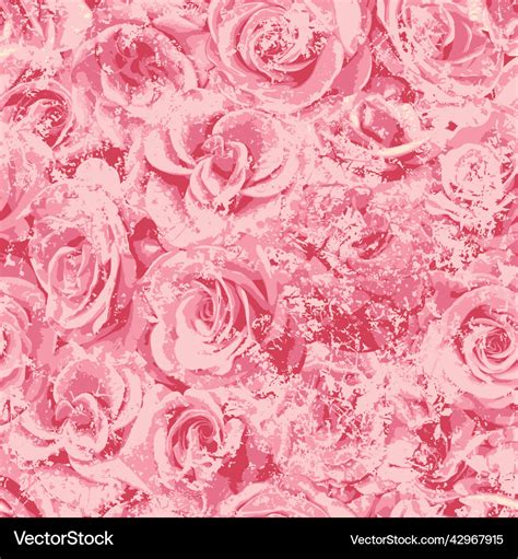 Seamless Pattern With Flowers Roses Repeating Vector Image