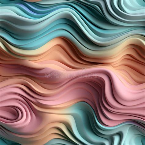 Seamless Tile Of Wavy Pastel Abstract Background Generative Ai Stock Illustration