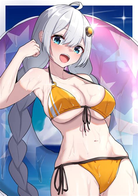 Chougoukin Potato Kizuna Akari Voiceroid Absurdres Highres 1girl Ahoge Beach Bikini