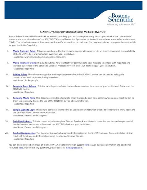 Pdf Sentinel™ Cerebral Protection System Media Kit Overview · Sentinel™ Cerebral Protection Pdf Sentinel™ Cerebral Protection System Media Kit Overview · Sentinel™ Cerebral Protection