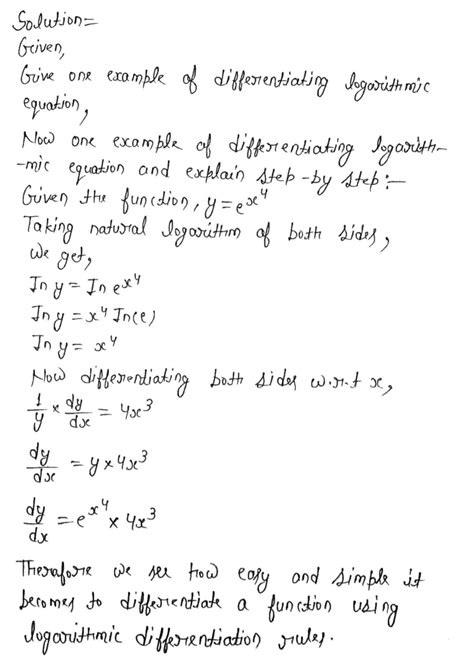 Give One Example Of Differentiating Logarithmic Eq Gauthmath