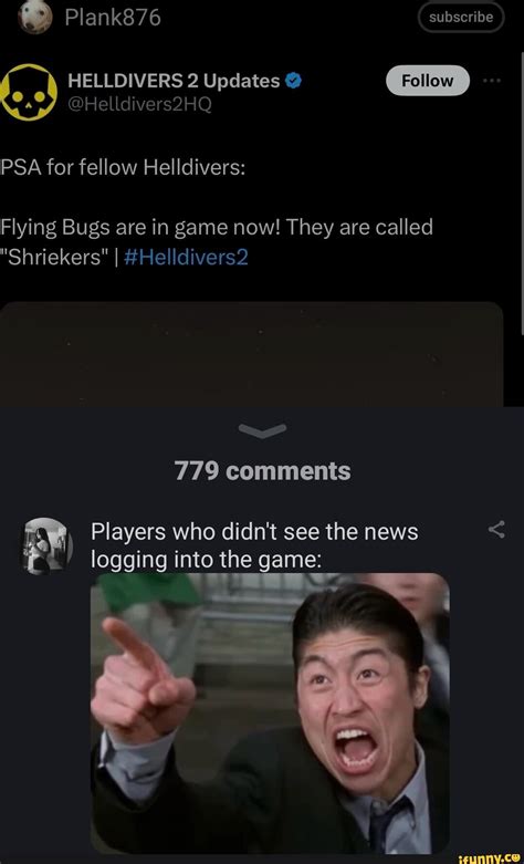 Plank876 Ers 2 Updates Helldivers2hq Psa For Fellow Helldivers Subscribe Follow Flying Bugs