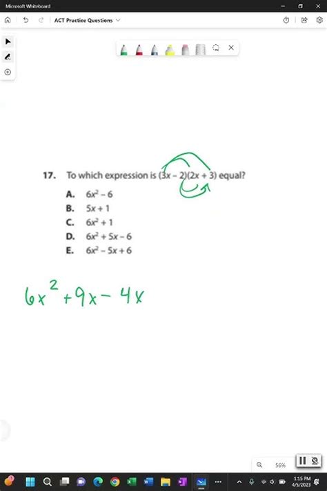 Act Math Practice Problem Youtube