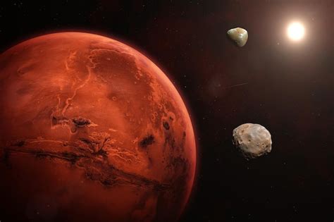Premium Photo Planet Mars In The Starry Sky Mars Phobos And Deimos