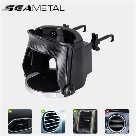 Seametal 다기능 자동차 컵 홀더 탄소 섬유 질감 자동차 에어 벤트 콘센트 음료 커피 병 홀더 자동차 액세서리