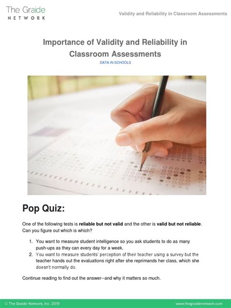 Importance Of Validity And Reliability In Classroom Assessments Pdf