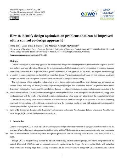 Pdf How To Identify Design Optimization Problems That Can Be Improved With A Control Co Design