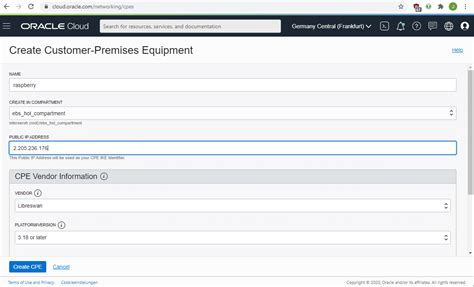 using a raspberry pi to connect to oracle oci ipsec vpn