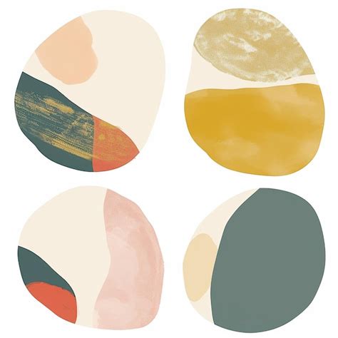Small Clipart Set Of 4 Simple Rounded Abstract Shapes Premium AI Generated Vector