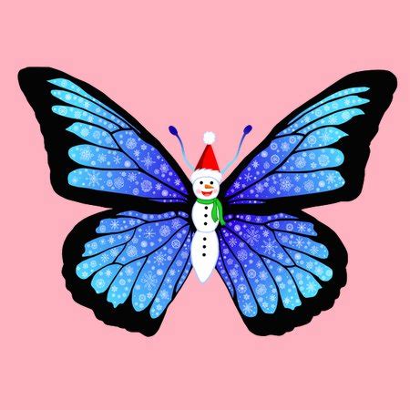 Snowman Winter Snowflake Blue Butterfly NeatoShop