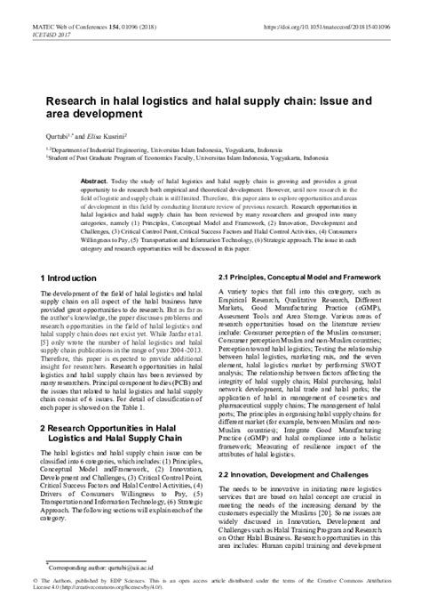 Pdf Research In Halal Logistics And Halal Supply Chain Issue And Area Development
