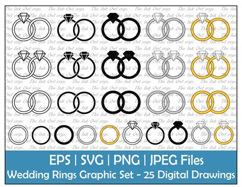 Wedding Rings Vector Silhouette Black And White Silhouette Vector