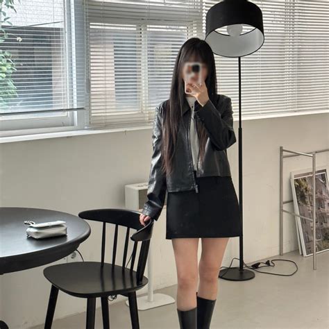 시야쥬 여자 가죽자켓 페이크 레더자켓 코디 Ootd 네이버 블로그