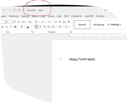 In The Word Title Bar Where The Filename Is Shown Word Has Stopped