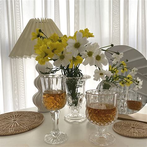 띠끄룸 복고풍 우아한 와인 유리 샴페인 잔 위시버킷