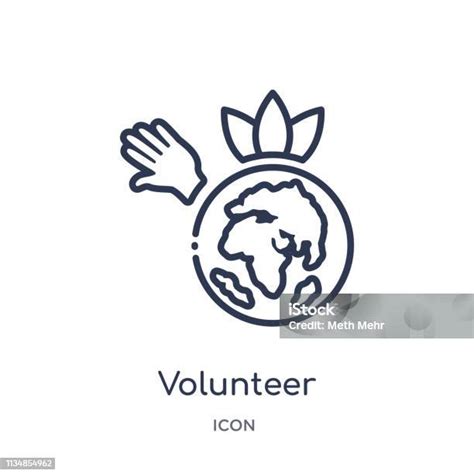 마케팅 개요 컬렉션의 선형 자원 봉사자 아이콘 얇은 라인 자원 봉사자 아이콘 흰색 배경에 고립입니다 자원 봉사 유행 삽화